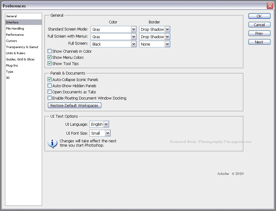 The New Preferences Dialogs in Adobe Photoshop CS5 and CS 5 Extended ...